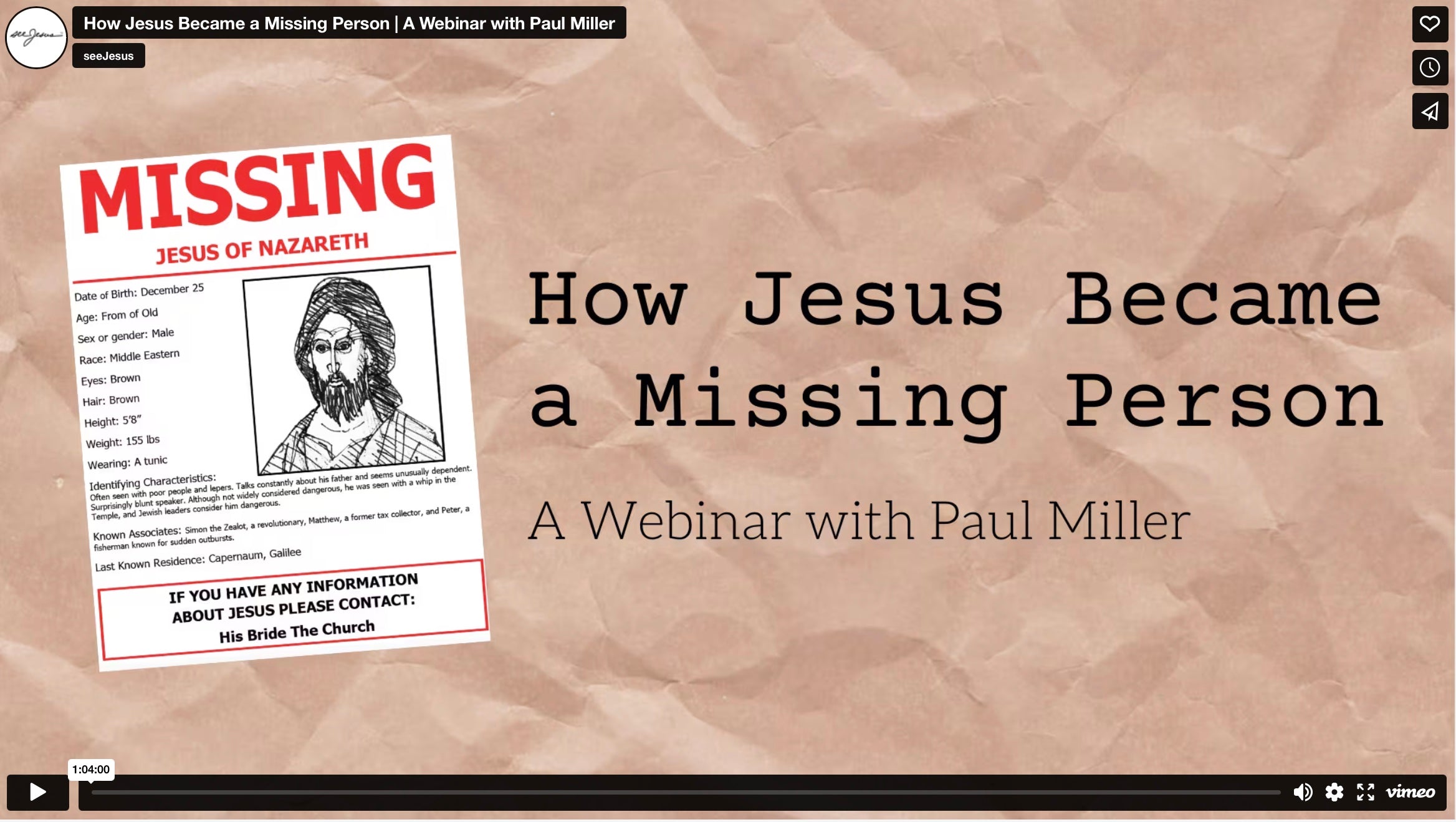 How Jesus Became a Missing Person Webinar | seeJesus